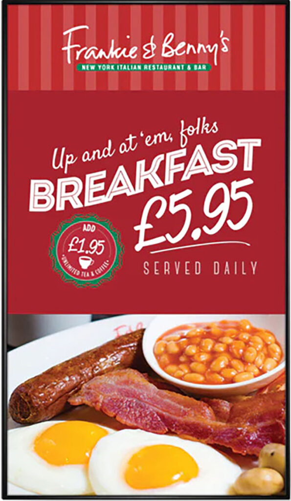 What is the best menu screen size for takeaway outlets restaurants?